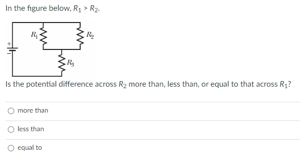Solved In the figure below, \\( R_{1}>R_{2} \\). Is the | Chegg.com