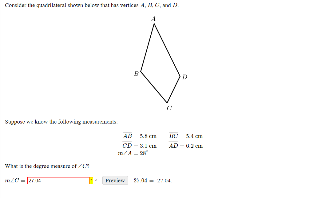 Solved Consider the quadrilateral shown below that has | Chegg.com