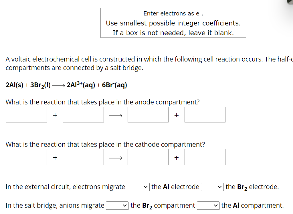 Solved A voltaic electrochemical cell is constructed in | Chegg.com