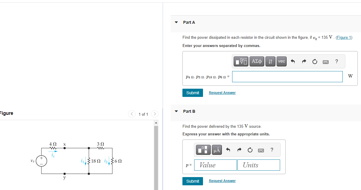 Solved Find the power dissipated in each resistor in the | Chegg.com