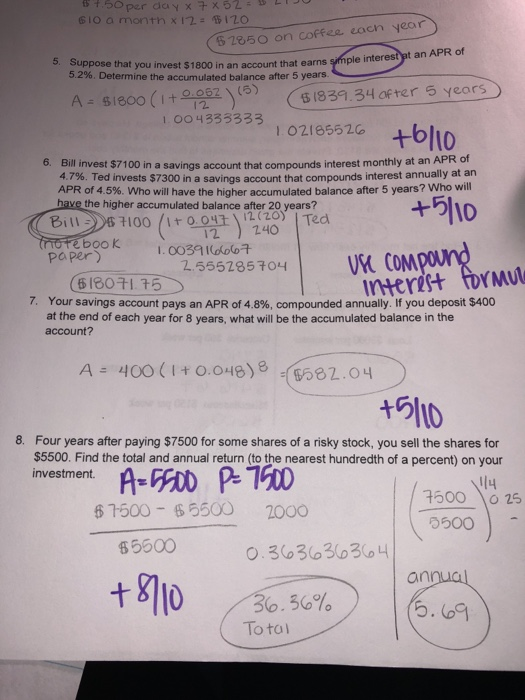 Solved 6io a month x12 120 6 2850 on coffes each year 5. 5. | Chegg.com