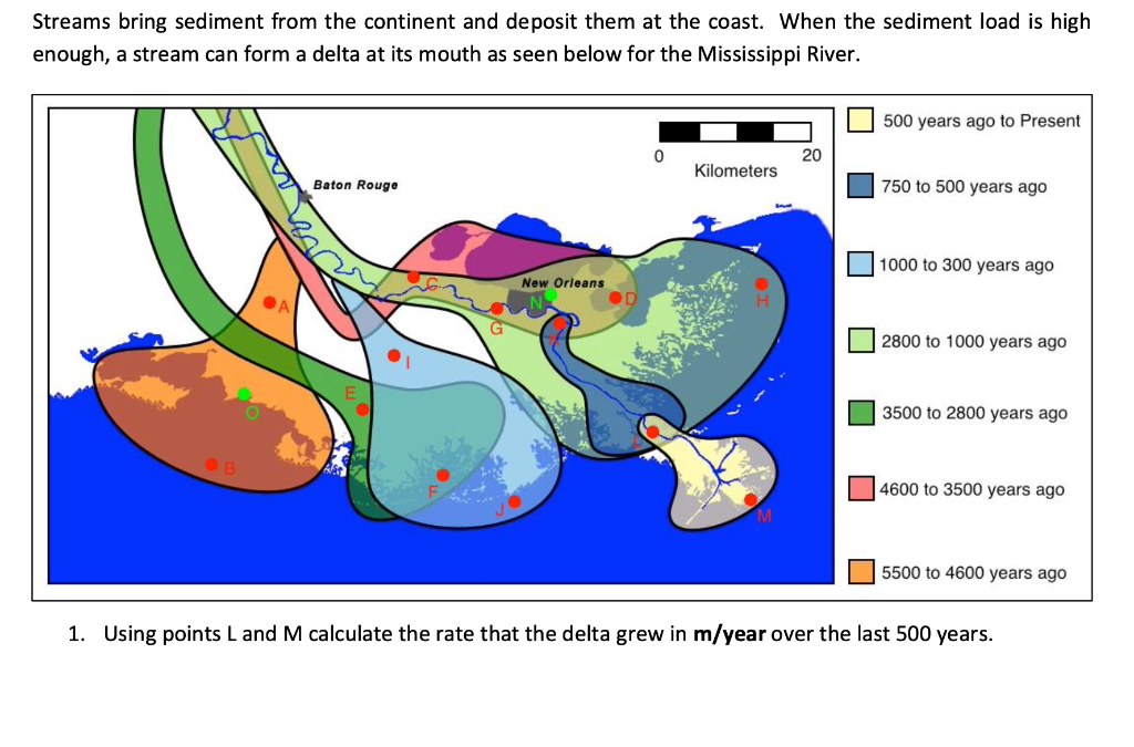 Solved Streams bring sediment from the continent and deposit | Chegg.com