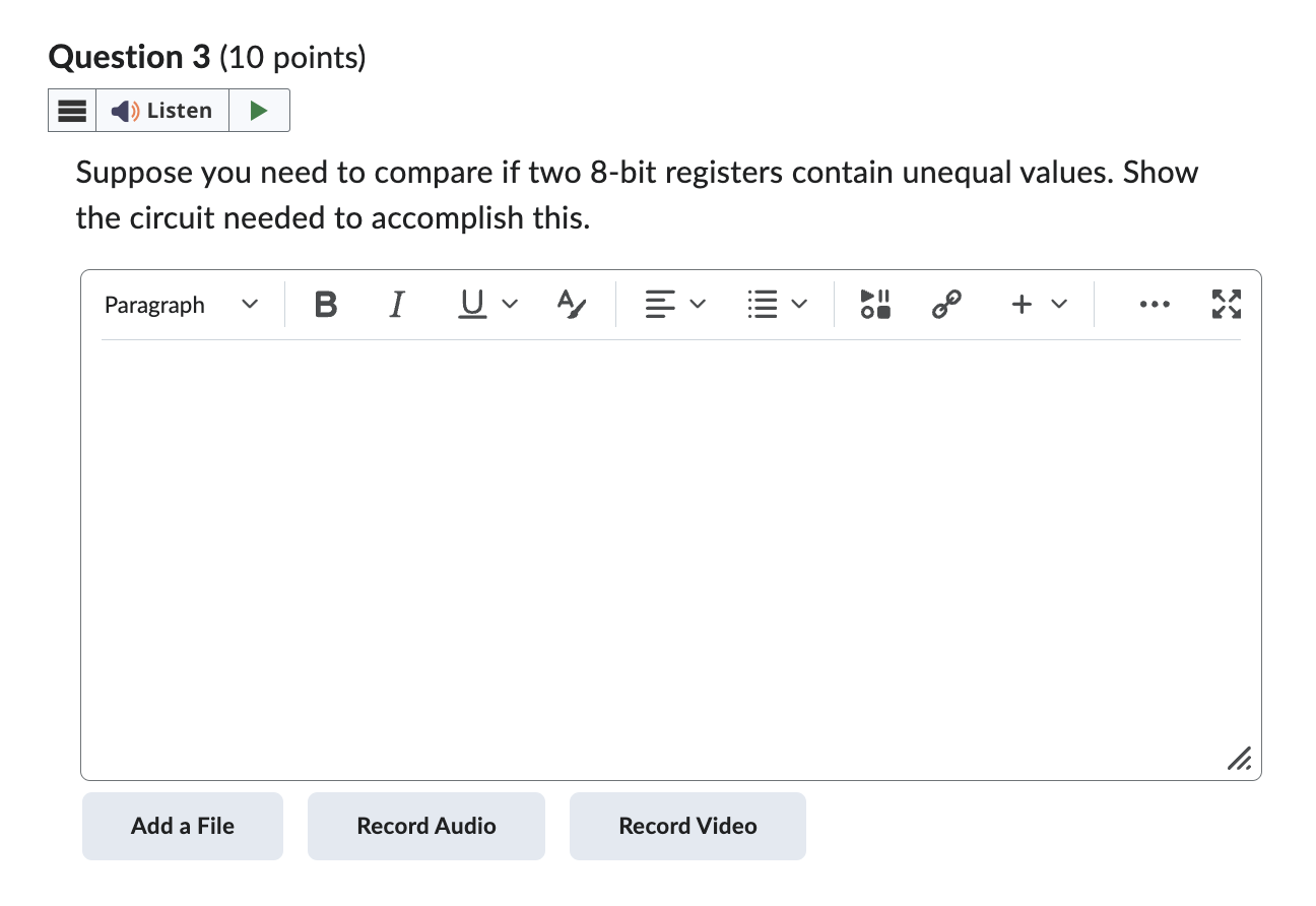 Solved Suppose you need to compare if two 8-bit registers | Chegg.com