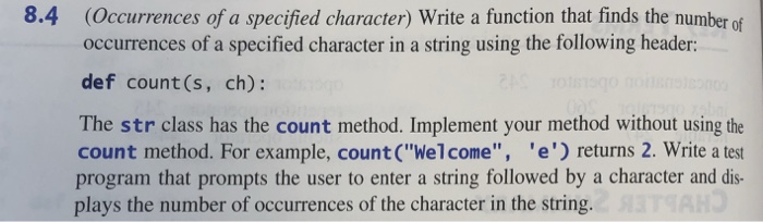 Solved 8.4 (Occurrences of a specified character) Write a | Chegg.com