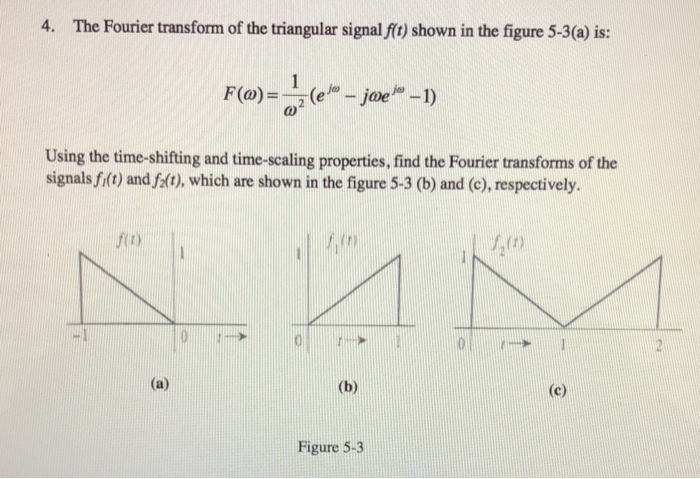 Solved 4. The Fourier transform of the triangular signal | Chegg.com