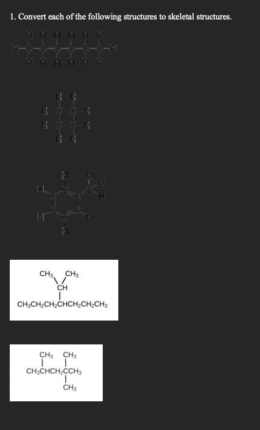 Solved 1. Convert each of the following structures to | Chegg.com