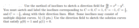 Solved Use the method of isoclines to sketch a direction | Chegg.com