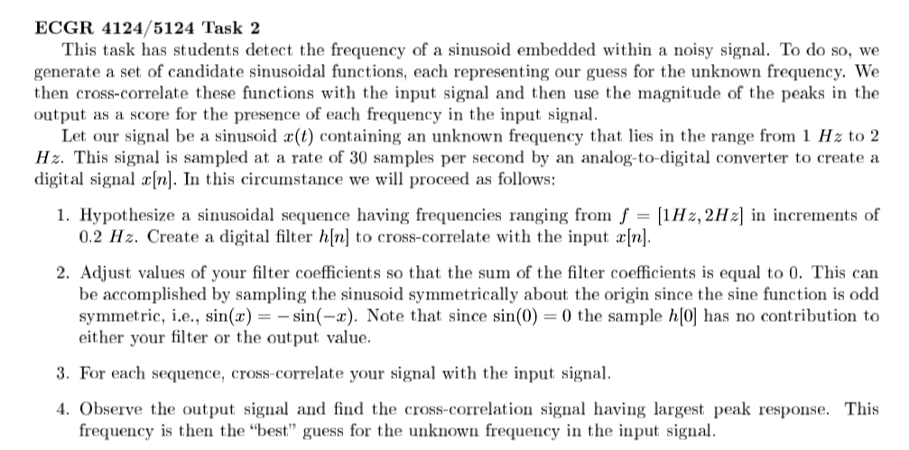 ECGR 4124/5124 Task 2 This task has students detect | Chegg.com