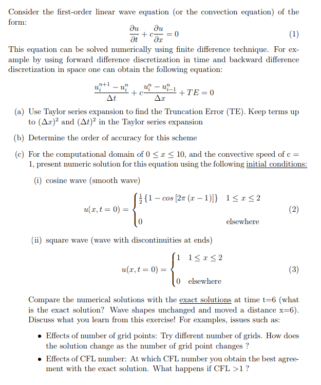 Consider the first-order linear wave equation (or the | Chegg.com