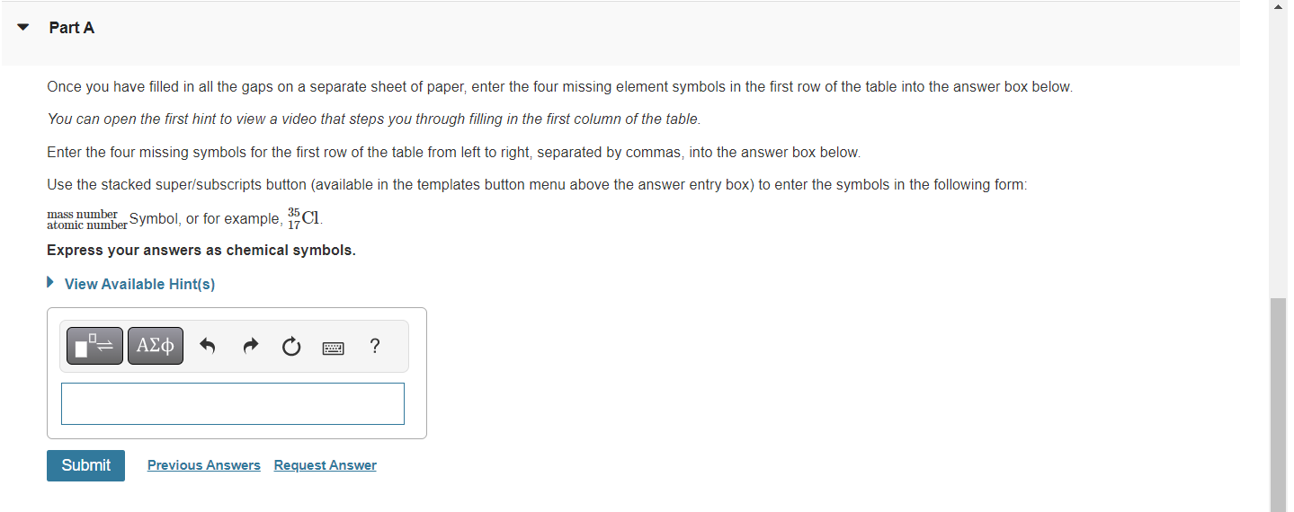 Solved 35Cl or mass number Symbol This is because if you | Chegg.com