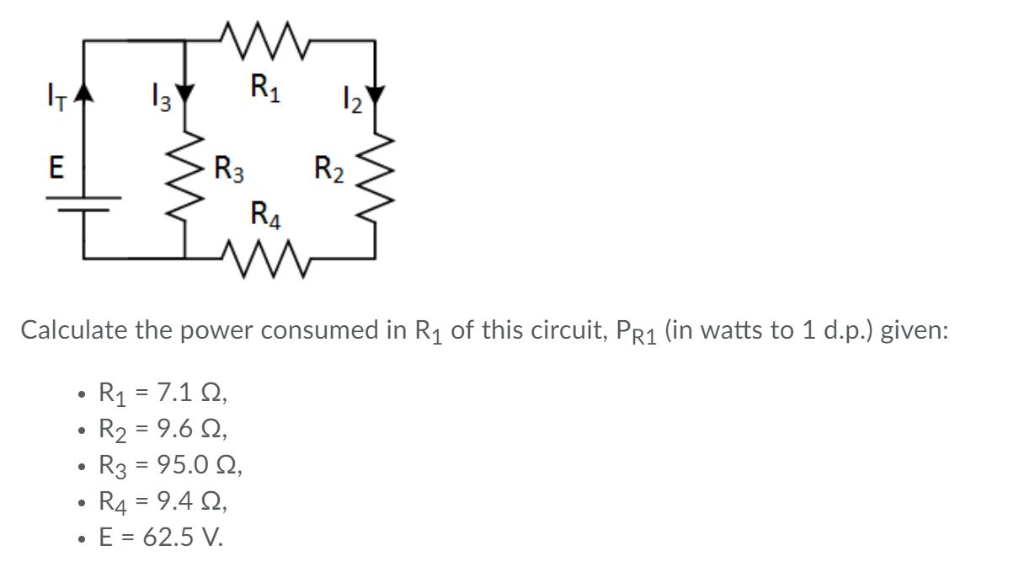 Solved 1 R3 R2 R4 Calculate the power consumed in R1 of this | Chegg.com