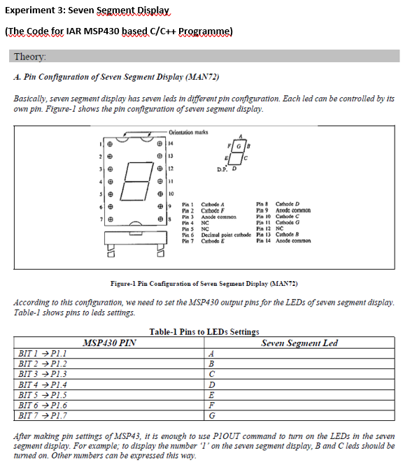 Solved Experiment 3: Seven Segment Display (The Code for IAR | Chegg.com