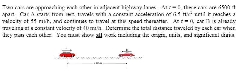 Solved Two cars are approaching each other in adjacent | Chegg.com
