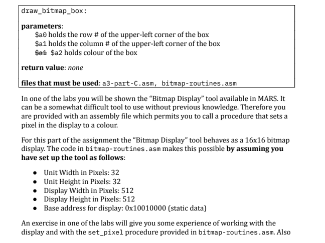 draw_bitmap_box: parameters: $a holds the row # of | Chegg.com