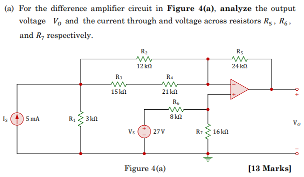 Solved (a) For the difference amplifier circuit in Figure | Chegg.com