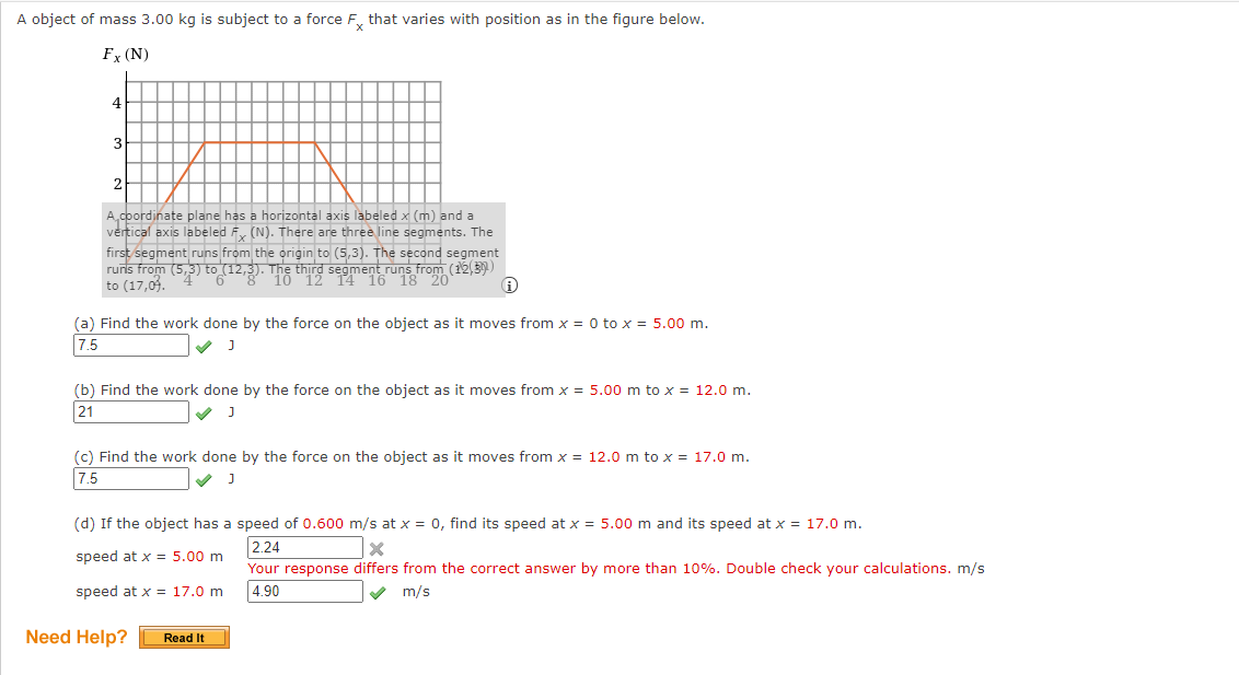Solved A object of mass 3.00 kg is subject to a force F, | Chegg.com