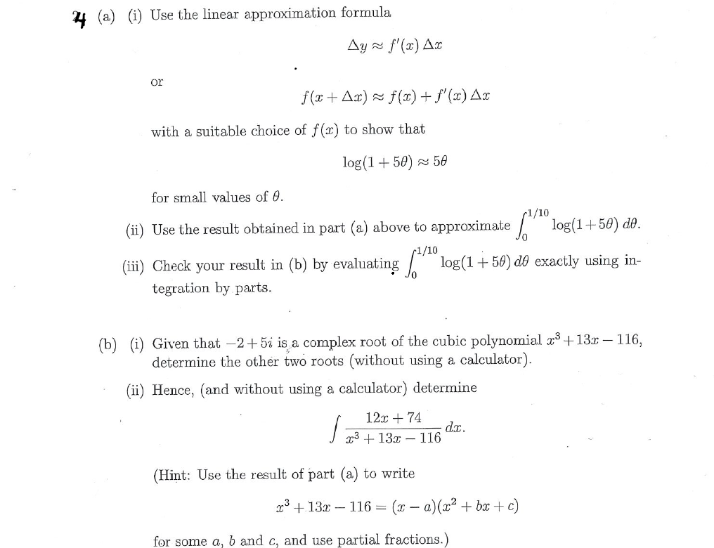 Solved (a) (i) Use the linear approximation formula | Chegg.com