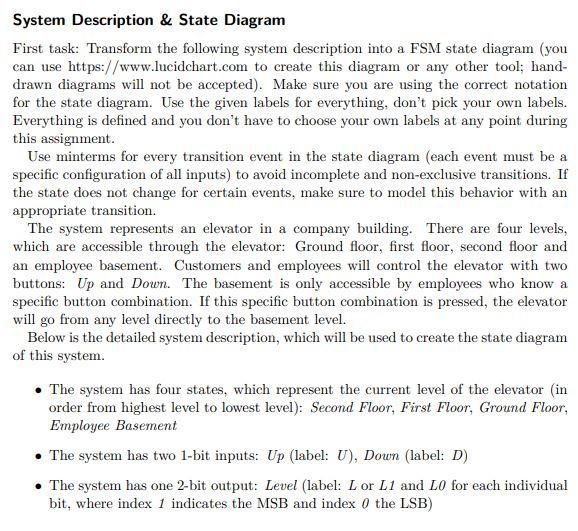 System Description & State Diagram First task: | Chegg.com