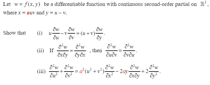 Solved Let w=f(x,y) be a differentiable function with | Chegg.com