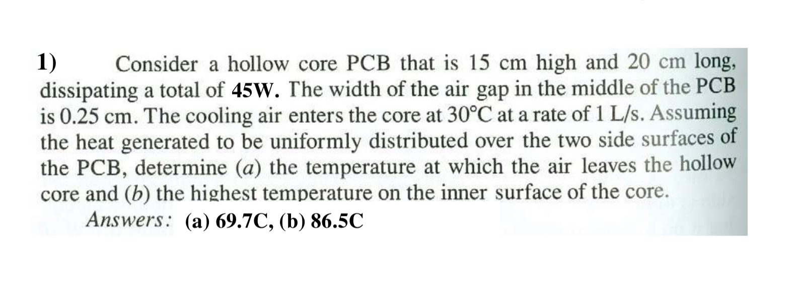 Solved 1) Consider a hollow core PCB that is 15 cm high and | Chegg.com