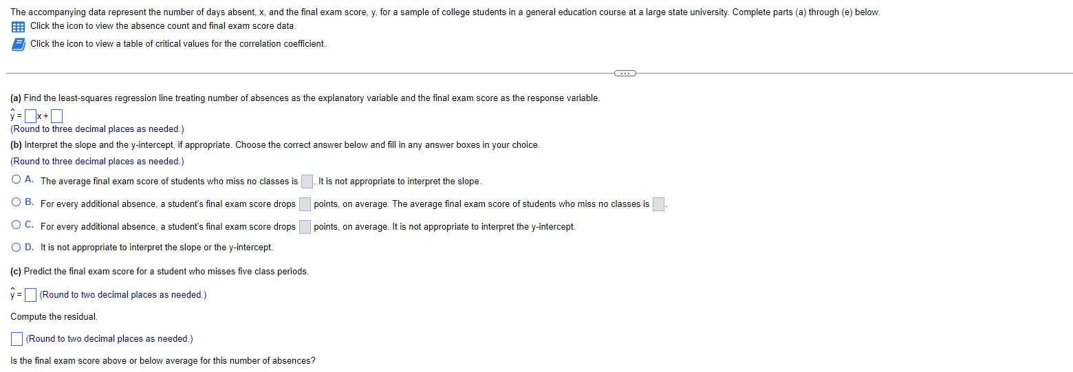 Click the icon to view the absence count and final | Chegg.com