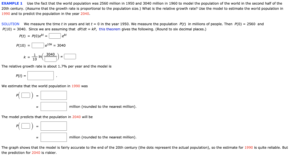 Solved EXAMPLE 1 Use the fact that the world population was | Chegg.com