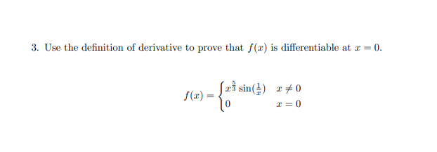 Solved Use the definition of derivative to prove that f(x) | Chegg.com