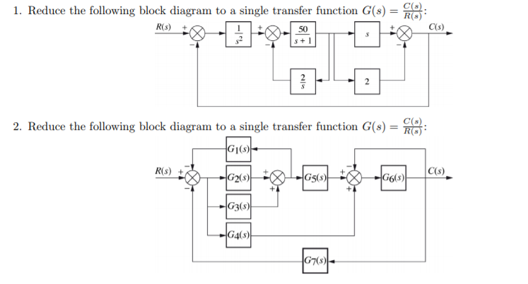 Solved 1. Reduce the following block diagram to a single | Chegg.com