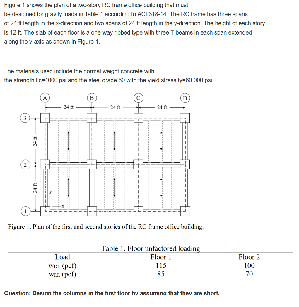 Solved Figure 1 shows the plan of a two-story RC frame | Chegg.com