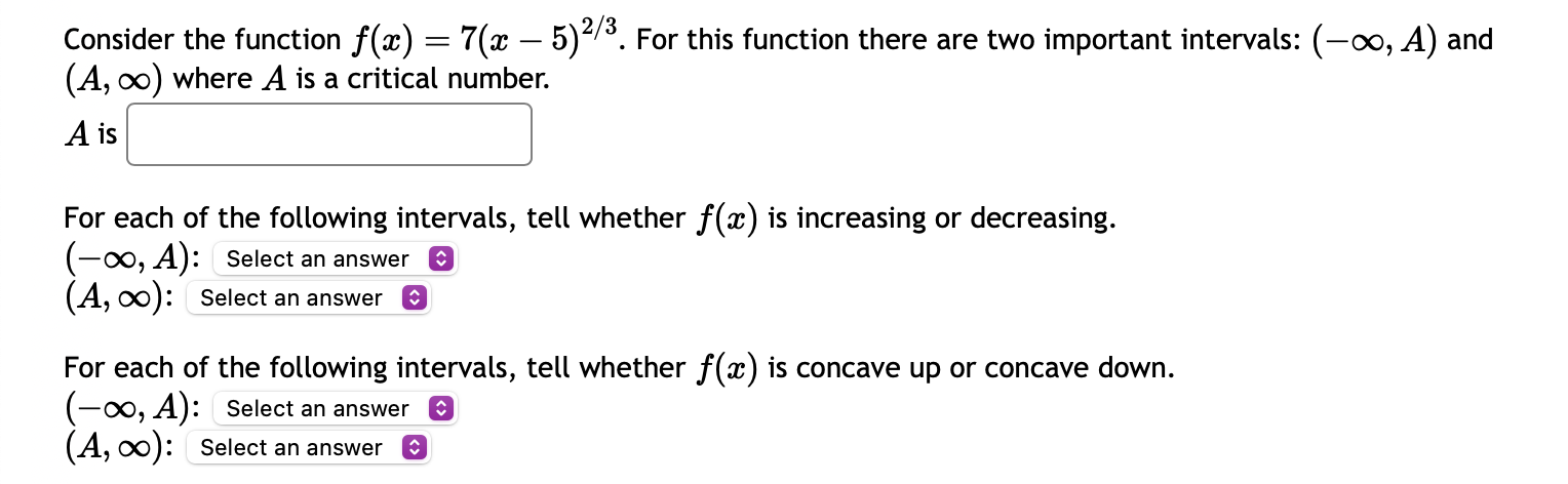 Solved Consider the function f(x)=7(x−5)2/3. For this | Chegg.com