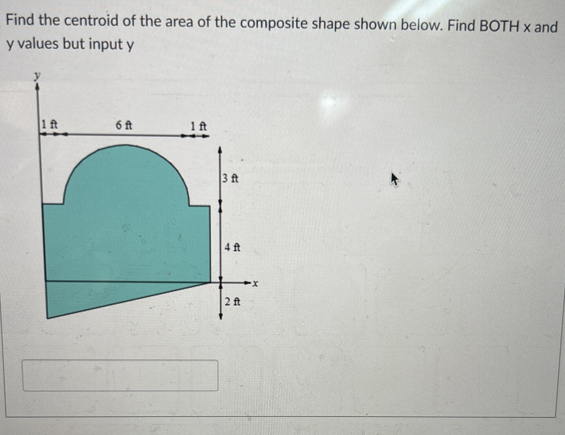 Solved Find the centroid of the area of the composite shape | Chegg.com