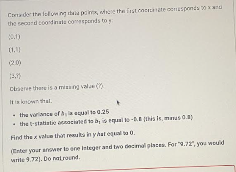 Solved Consider the following data points, where the first | Chegg.com