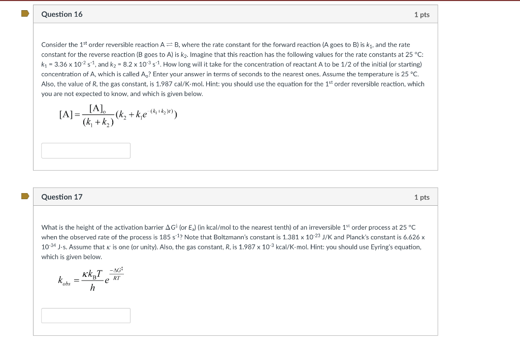 Solved Consider the 1st order reversible reaction A ⇌ B, | Chegg.com