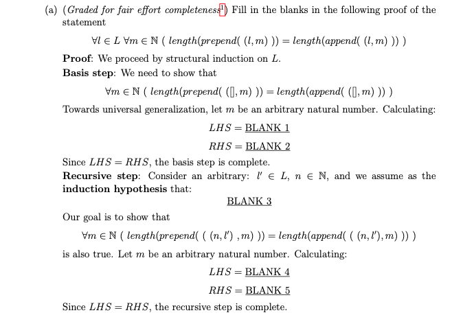 Solved (a) (Graded for fair effort completeness!) Fill in | Chegg.com