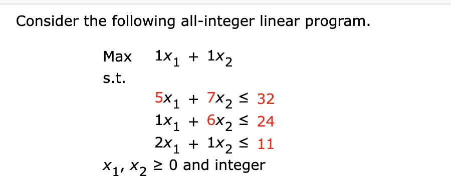 Solved Consider the following all-integer linear program. | Chegg.com