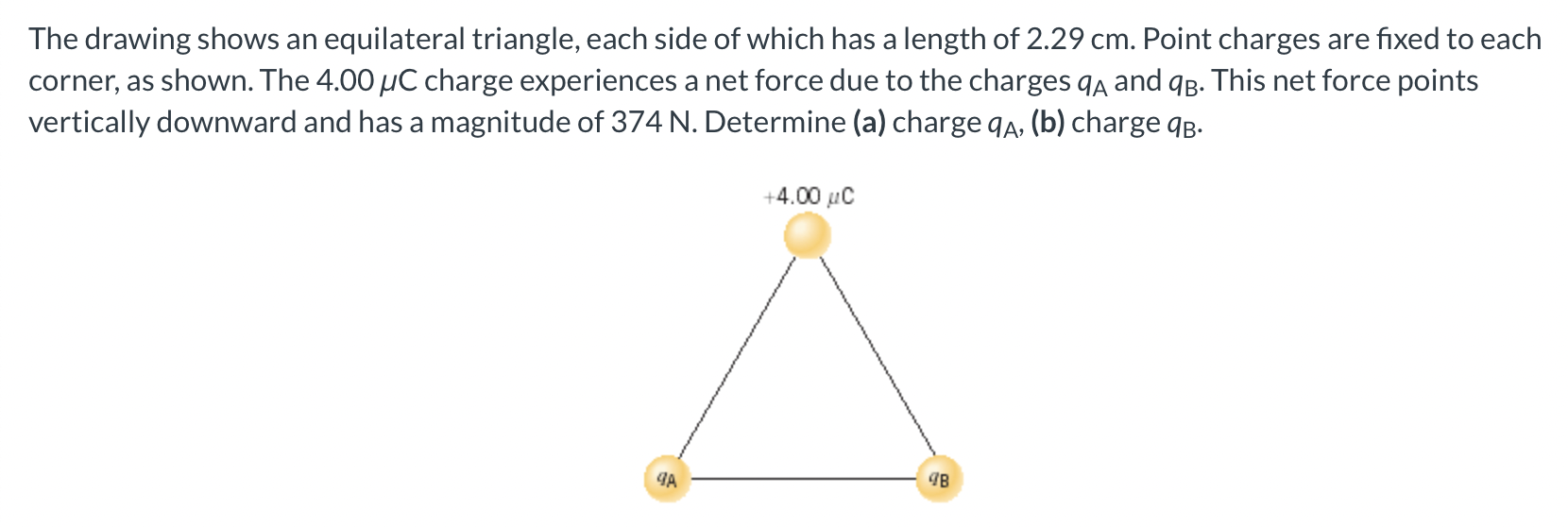 Solved The drawing shows an equilateral triangle, each side | Chegg.com