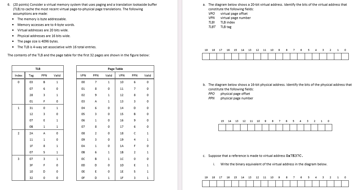 Solved Consider a virtual memory system that uses paging and | Chegg.com