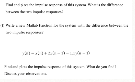 Solved Example 3 : Difference Equations /Use the following | Chegg.com
