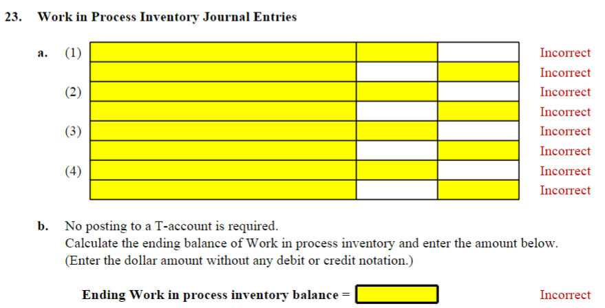 Solved Work-in-Process Inventory Journal Entries. The | Chegg.com