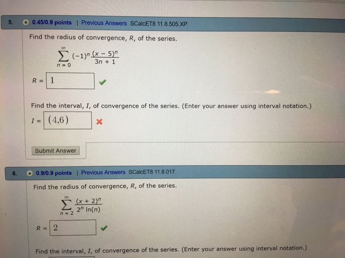 Solved 5. 0.45/0.9 points | Previous Answers SCalcET8 | Chegg.com
