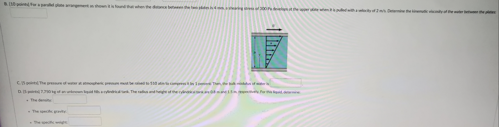 Solved C. [5 points] The pressure of water at atmospheric | Chegg.com