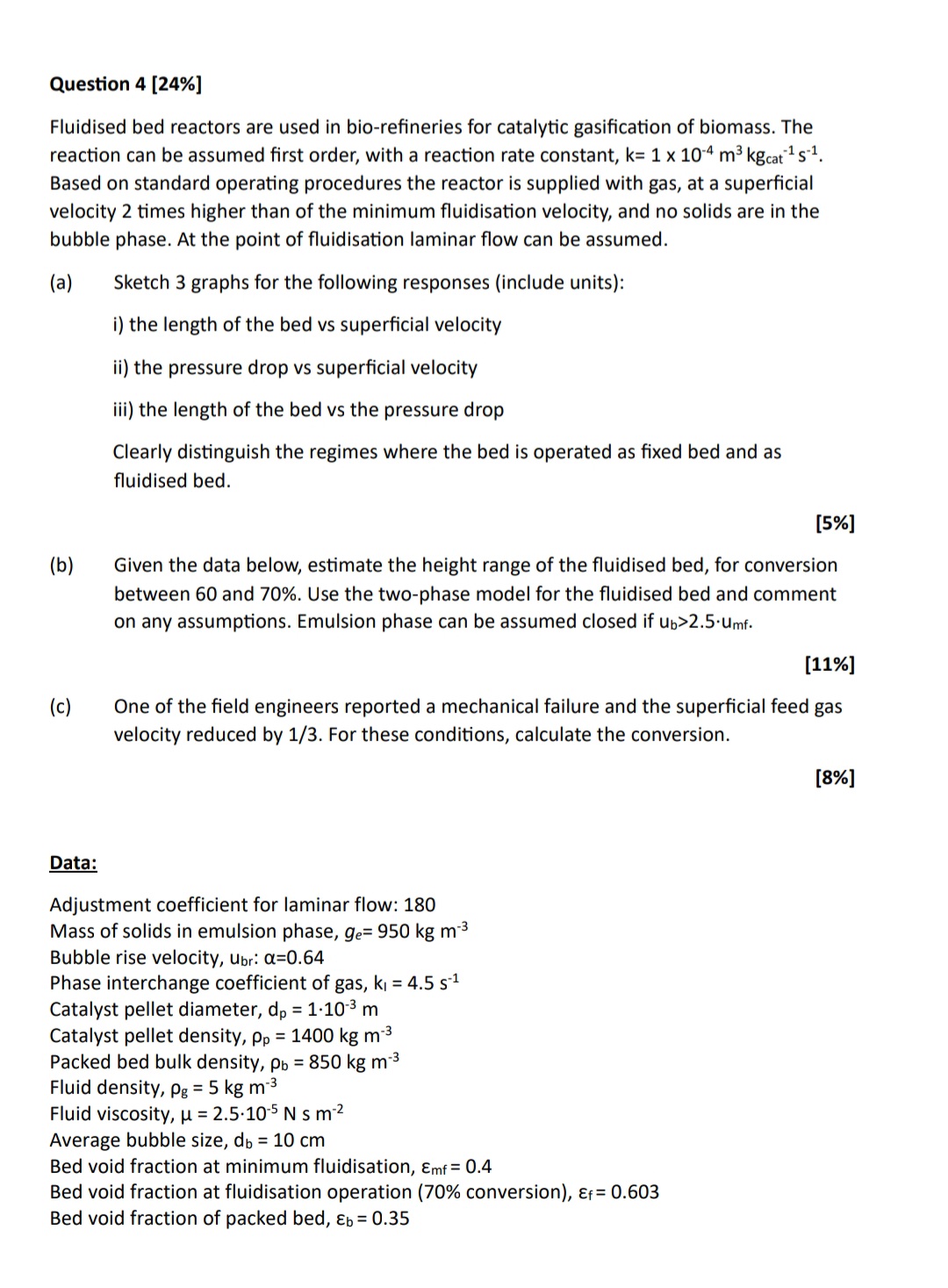 Solved Question 4 [24 ] Fluidised Bed Reactors Are Used In