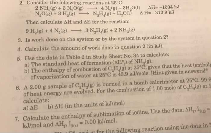 Solved 2. Consider the following reactions at 25°C: 2 NH3(g) | Chegg.com