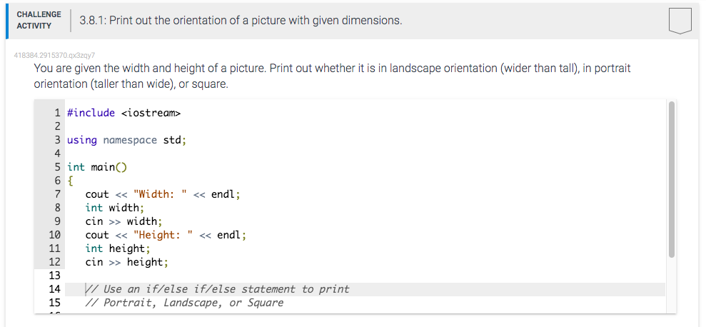 Solved \begin{tabular}{l|l} CHALLENGE & 3.8.1: Print out the | Chegg.com