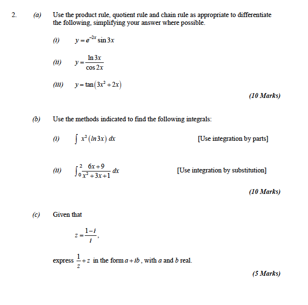 Solved 2. (a) Use the product rule, quotient rule and chain | Chegg.com