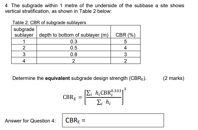 Solved 4. The subgrade within 1 metre of the underside of | Chegg.com