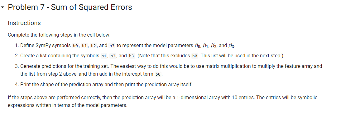 Solved Problem 7 - Sum of Squared Errors Instructions | Chegg.com