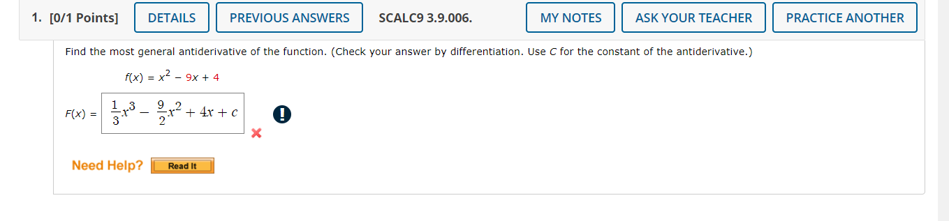 Solved 1. [0/1 Points] DETAILS PREVIOUS ANSWERS SCALC9 | Chegg.com