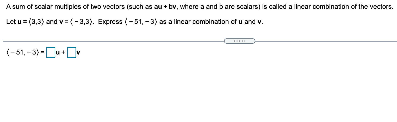 Solved A sum of scalar multiples of two vectors (such as au | Chegg.com