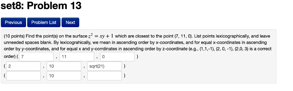 Solved set8: Problem 13 Previous Problem List Next 10 | Chegg.com